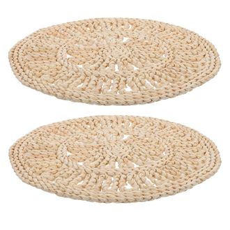 Cabilock 2 St&uuml;ck Handgewebtes Tischset aus Maisstroh Hitzebest&auml;ndige Bunte Platzmatten Schmutzabweisend Multifunktional f&uuml;r Esstisch und K&uuml;chentisch