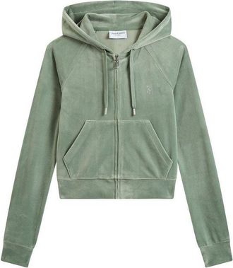Juicy Couture Kapuzennickijacke MADISON HOODIE_ Damen Trainingsjacke Damen, Sweatjacke mit Kapuze, Velour, mit Glitzer, Sale