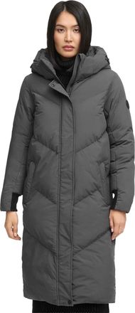 Marikoo Damen Wintermantel (S-5XL) - gesteppt, abnehmbare Kapuze, Druckknopfverschlussleiste - N101 - Anthrazit Gr&ouml;&szlig;e XXL - Gr.XXL