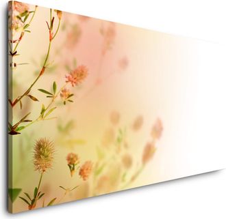Paul Sinus Art pastellfarbene Blumen 120x 60cm Panorama Leinwand Bild XXL Format Wandbilder Wohnzimmer Wohnung Deko Kunstdrucke