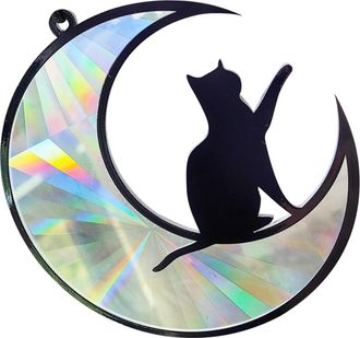 Garneck Fensterdeko Mond Katze H&auml;ngend Leichtes Bruchsicheres Dekoh&auml;nger Moderne Fensterdeko H&auml;ngend Attraktive Dekoration f&uuml;r Innenr&auml;ume Fensterdekor