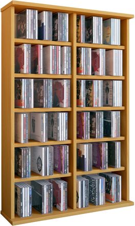 MID.YOU Mid.you Cd-Regal, Buche, Holzwerkstoff, 10 F&auml;cher, 60x91.5x18 cm, Wohnzimmer, Regale, CD & DVD-Regale