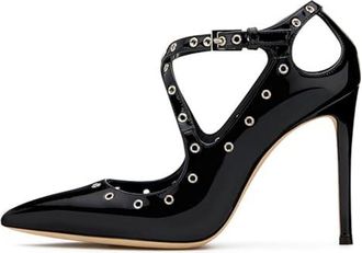 Generic Escarpins à Talons Aiguilles et Bout Pointu pour Femmes, Lanières Croisées Chaussures de Banquet Talons Aiguilles Bout Fermé Talons Hauts pour Soirée 