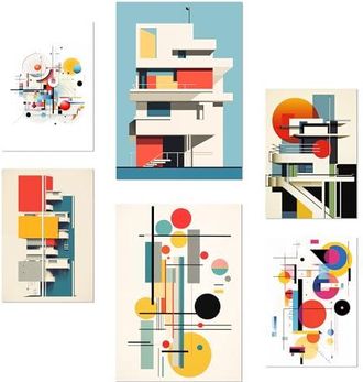Nacnic Lot de 6 Architecture d&eacute;construite du Bauhaus Affiches avec illustration design pour d&eacute;corer les murs de la maison. Chambres, bureau, boutique Peintur