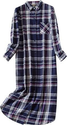 Generic Chemise De Nuit Femme Grande Taille Automne et Hiver, Chemise de Nuit Cardigan Nuisette Sexy Robe Femme Robe Tee Shirt Longue (Purple, L)