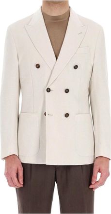Eleventy Giacca tramata doppiopetto in cotone comfort - Homme - Vestes - Beige - Taille: S