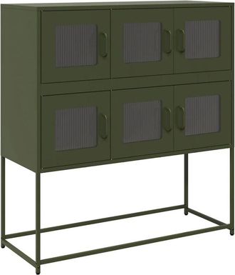 vidaXL Sideboard Olivgr&uuml;n 100,5x39x107 cm Kaltgewalzter Stahl - Vidaxl