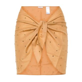 Os&eacute;ree Homme, Jupes, Beige, Taille: 38 FR Cache-maillot nou&eacute; orn&eacute; de cristaux