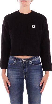 Carhartt Work in Progress Femme, Pulls, Noir, Taille: 38 FR Logo Front Sweater