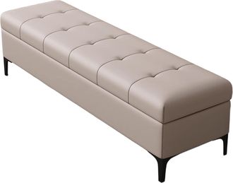 Generic Sitzbank mit Stauraum Echtlederpolsterung Massivholzrahmen Schuhbank mit Sitzfl&auml;che Aufbewahrungsfach mit Klappe Bis 150 Kg Belastbar f&uuml;r Wohnzimmer, 