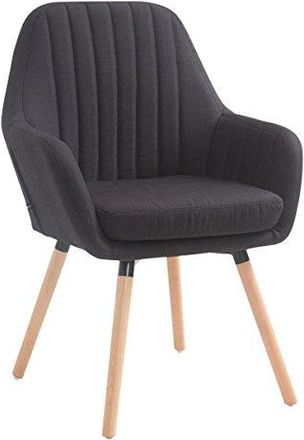Clp Chaise De Salle A Manger Florian en Tissu I Siège Rembourrés I Chaise Visiteur avec Design Retro Et Accoudoirs Pieds en Bois, Couleur:Noir, Couleur du
