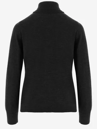 Allude Womens Turtleneck Sweater Virgin Wool Black