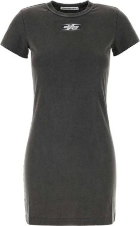 Alexander Wang Femme, Robes, Gris, Taille: 38 FR Robe T-shirt Mini en Coton