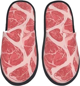 Generic Pantoufles De Voyage Viande Rouge R&eacute;utilisables Pantoufles Peluche Chaussons Invit&eacute;s Pour Camping Voyage Int&eacute;rieur L
