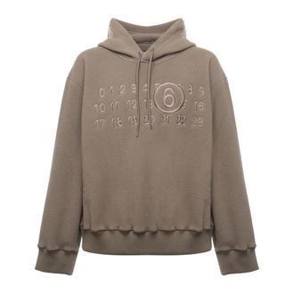 Maison Margiela Numbers-Embroidered Fleece Hoodie - - Sweatshirts & Hoodies - Herren - Beige - L