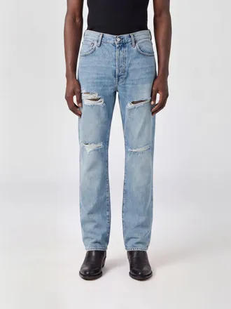 Acne Studios Jean droit en denim biologique &agrave; effet us&eacute;