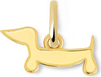 Singularu Mini Dackel Enamel Yellow Charm. Messing mit 18 Kt Vergoldeter Beschichtung und Emaille. Schmuck für Damen