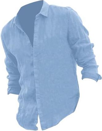 Generic Chemise d&eacute;contract&eacute;e &agrave; manches longues pour homme, chemise &agrave; col boutonn&eacute; pour homme, chemise minimaliste &agrave; coupe r&eacute;guli&egrave;re, chemise l&eacute;g&egrave;re et respira