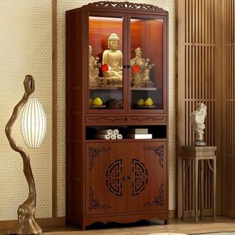 Generic Altartisch aus Bambus, offener Buddha-Nischenaltar, Meditationstische mit Stauraum, multifunktionaler Opfertisch f&uuml;r Gebete, Wahrsagerei und Verehrung