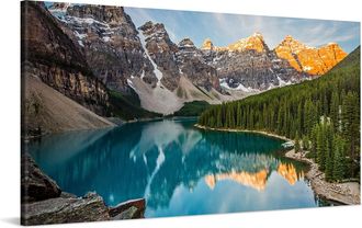 Picanova Bild auf Leinwand Bergsee Moraine 100x50cm Leinwandbild - Premium Leinwanddruck - Wandbild Kunstdruck Auf 2cm Holz-Keilrahmen Wohnzimmer Wanddekoratio