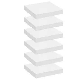 Woltu 6er Set Wandregal Wandboard Bücherregal Regale für Deko Wandablagen aus MDF Holz,Hängeregal Weiss,30x22.9x3.8cm,RG9371ws-6