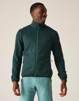 Regatta Newhill - Fleece-Jacke in Mittelmeer-Blau mit Rei&szlig;verschluss-Gr&uuml;n
