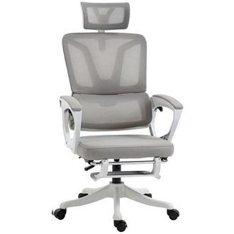 Vinsetto Fauteuil de Bureau, Chaise Ergonomique, pivotant, Hauteur r&eacute;glable, Dossier inclinable, Repose-Pied Appui-t&ecirc;te r&eacute;glable, Soutien Lombaire, Tissu en Ma