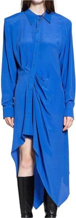 MUGLER Femme, Robes, Bleu, Taille: 36 FR Asymmetric Shirt Dress
