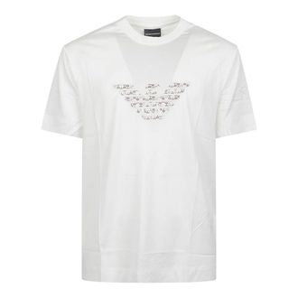 Emporio Armani Homme, Tops, Blanc, Taille: M Maxi T-Shirt Aigle Brod&eacute;