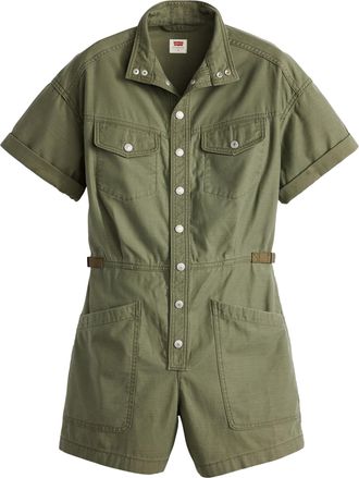 Levi's Womens SS Surplus Romper Dress, Olive Night, 32