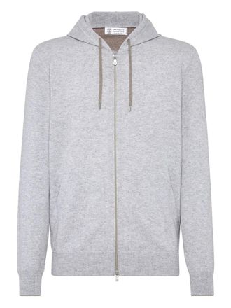 Brunello Cucinelli hoodie en cachemire à fermeture zippée - Gris