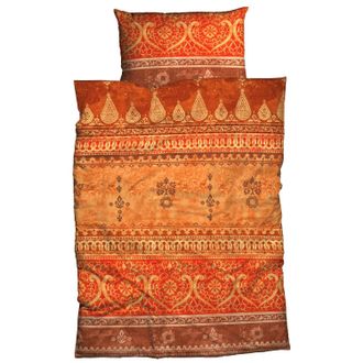 Sister S Bettw&auml;sche Indi Reine Baumwolle, Satin - Bord&uuml;rendruck absolut hip modernes Landhaus orientalischer Flair Ornamente Terra orange 200 cm x 200 cm