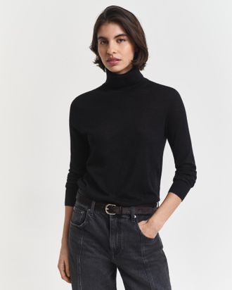 GANT Damen Rollkragenpullover aus extrafeiner Merinowolle (XXXL) Schwarz