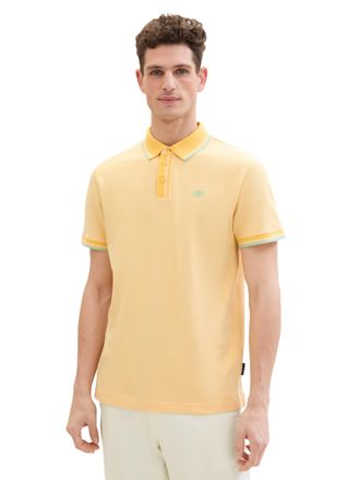 Tom Tailor Herren Basic Piqué Poloshirt, white sunny yellow twotone, XXXL