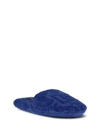 Dolce & Gabbana Unisex Jacquard Cotton Terry Slippers Blu Extras