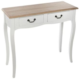 Atmosphera Atmosphera - Console de d&eacute;coration Chrysa en bois blanc et naturel, avec 2 tiroirs, dimensions 87 x 34 x 78 cm, de la marque