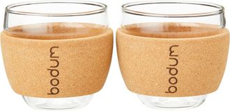 Bodum 11165-109S Pavina Set 2 Gläser, Glas, Transparent/Kork, 0.1 L, 6.3 x 6.3 x 6.2 cm, 2 Einheiten
