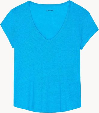 Kujten T-shirt col V manches courtes lin - T-Shirt Kaly