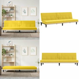 vidaXL Vidaxl - Canapé-lit avec porte-gobelets jaune clair tissu - Canapé Lit - Canapé Convertible - Canapé Design - Meuble Salon - Mobilier Tendance - Home