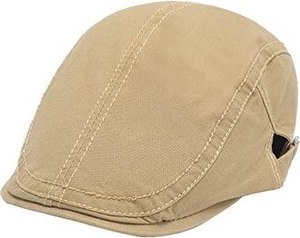 ZLYC Casquette plate légère en coton pour homme Motif lierre irlandais, Boucle latérale kaki, Taille unique