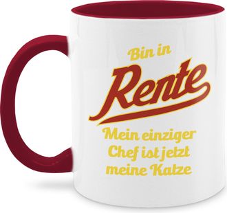 Shirtracer Tasse Tassen 325ml - Bin in Rente - Mein einziger Chef ist jetzt meine Katze | Renteneintritt Geschenk f&uuml;r Katzenliebhaber | Geschenkidee zur Rente f&uuml;
