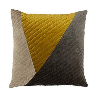 Riva Paoletti Paoletti Riva Home Kooper Kissen mit Polyesterfüllung, 55 x 55 cm, Grau/Ockerfarben