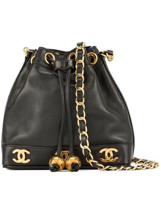 Chanel sac seau CC à lien de resserrage - Noir