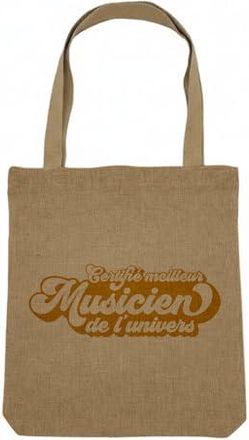 Fabulous Sac Shopping Tote Bag Aspect Lin - Certifi&eacute; meilleur Musicien de lunivers Instrument Rock Jazz Classique - Sac de Courses Toile Epaisse 360g Beige Nat