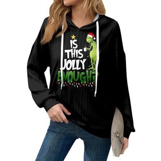 Generic Le Grinch Sweat A Capuche Femme Pulls Costume Oversize Pyjama 2025 Deguisement Adulte Vetement Noël Hiver Noel De Femmes Pull Pilou Sweatshirts Moche 