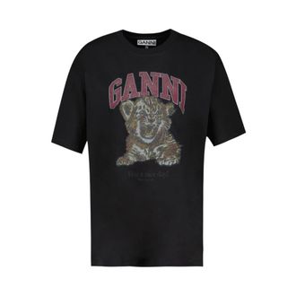 Ganni T-Shirt mit Tiger - - Tops - Damen - Schwarzk - L