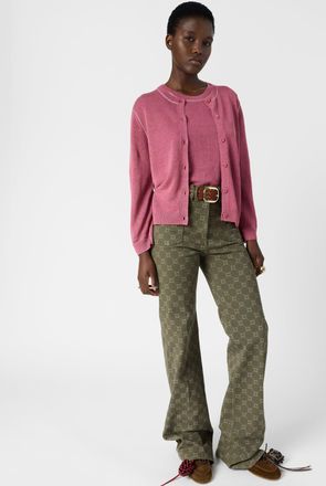 Gerard Darel Gilet en lin m&eacute;lang&eacute; - LORYS - Bois de rose