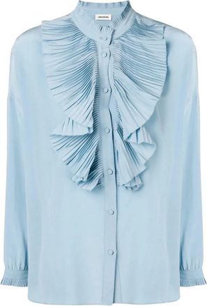 Zadig&Voltaire Chemise bleue pliss&eacute;e - Femme - Blouses et Chemises - Bleu - Taille: 38 FR