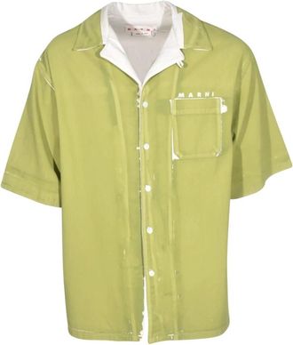 Marni Homme, Chemises, Vert, Taille: XL Logo Patch-Pocket Shirt
