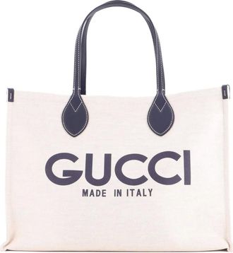 Gucci Logo Shopper Printed Canvas Medium tote bag - Tons neutres